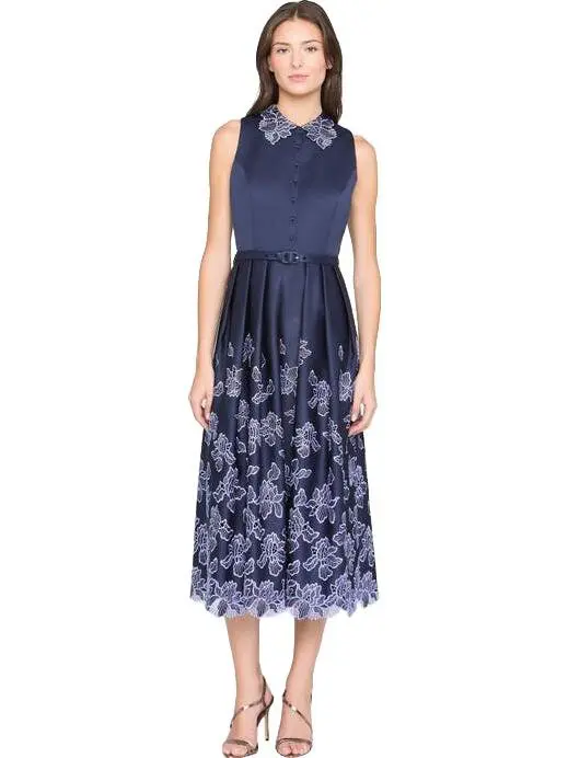 Theia Merisel Sleeveless Shirt Dress - Navy/deep Periwinkle