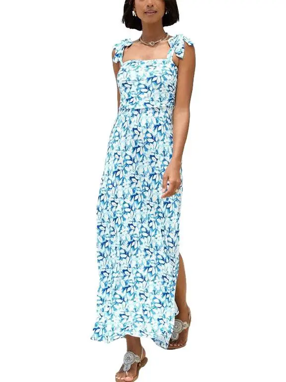 LASCANA Tie Strap Maxi Dress - Blue Multi