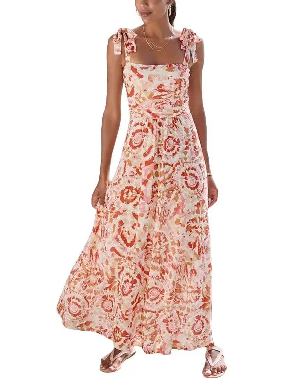 LASCANA Tie Strap Maxi Dress - Rose Red