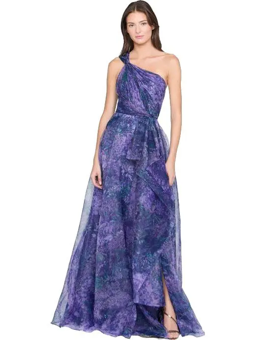 Theia Orania One-shoulder Printed Gown - Botanic Twilight