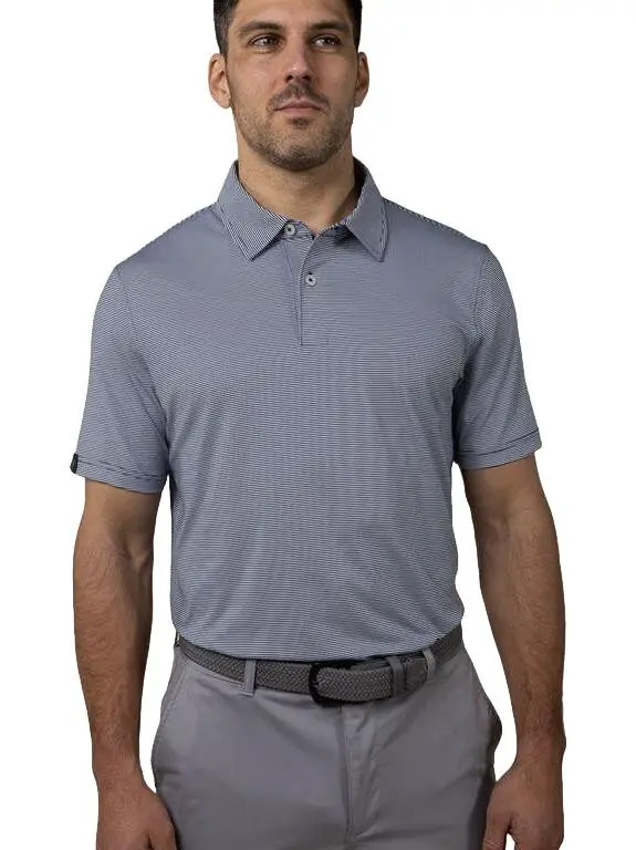 ASHWORTH GOLF Bunker Stripe Polo - Driver Navy/white