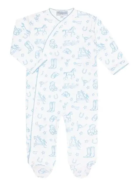 NELLAPIMA Lone Star Toile Print Crossover Footie - Blue