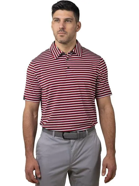 ASHWORTH GOLF Ivy Stripe Polo - Core Red