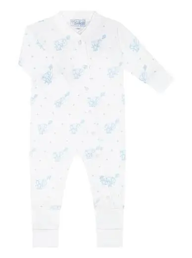 NELLAPIMA Elephant Print Cotton Coverall - Blue