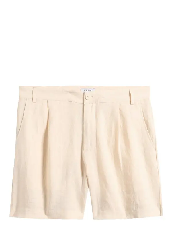 PERCIVAL Pleated Linen Shorts - Cream