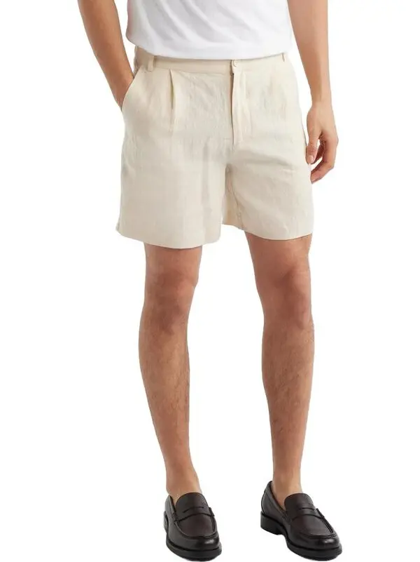 PERCIVAL Pleated Linen Shorts - Cream