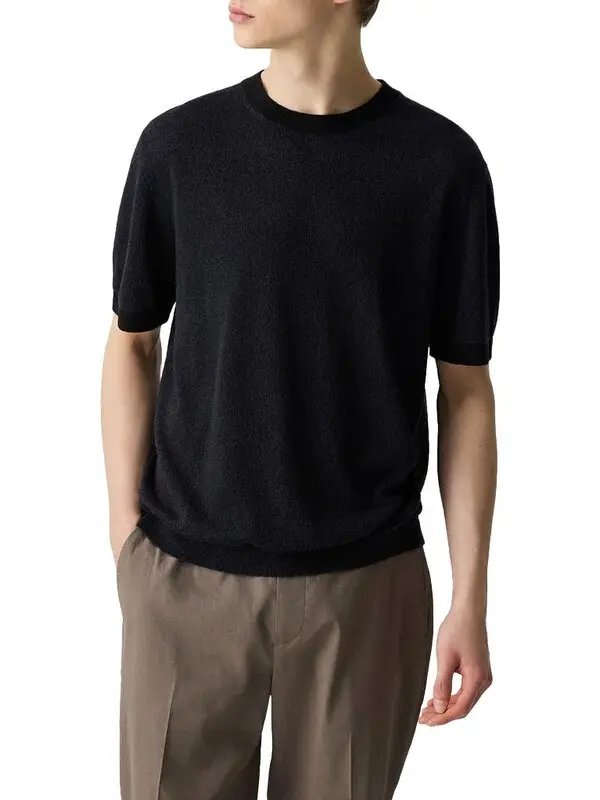Theory Linen & Silk Crewneck Tee - Black