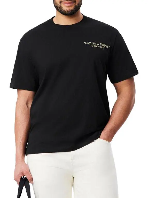 Lacoste Core Originals Embroidered Cotton Graphic T-shirt - Black