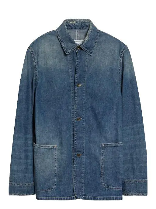 MAISON MARGIELA Ripped And Repaired Chambray Jacket - Washed Blue