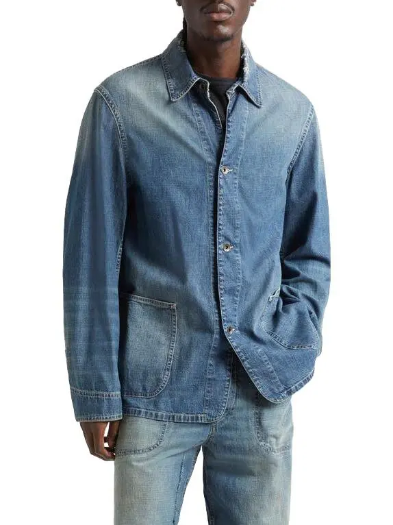 MAISON MARGIELA Ripped And Repaired Chambray Jacket - Washed Blue