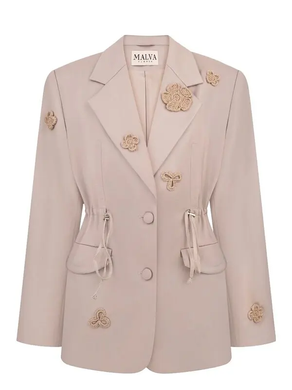 MALVA FLOREA Relaxed-fit Floral Blazer - Cappuccino