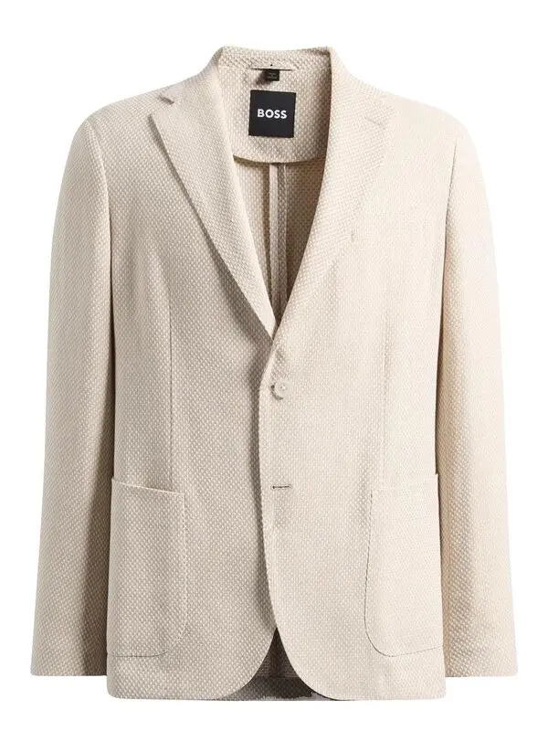 BOSS Hanry Slim-fit Textured Sport Coat - Open Beige