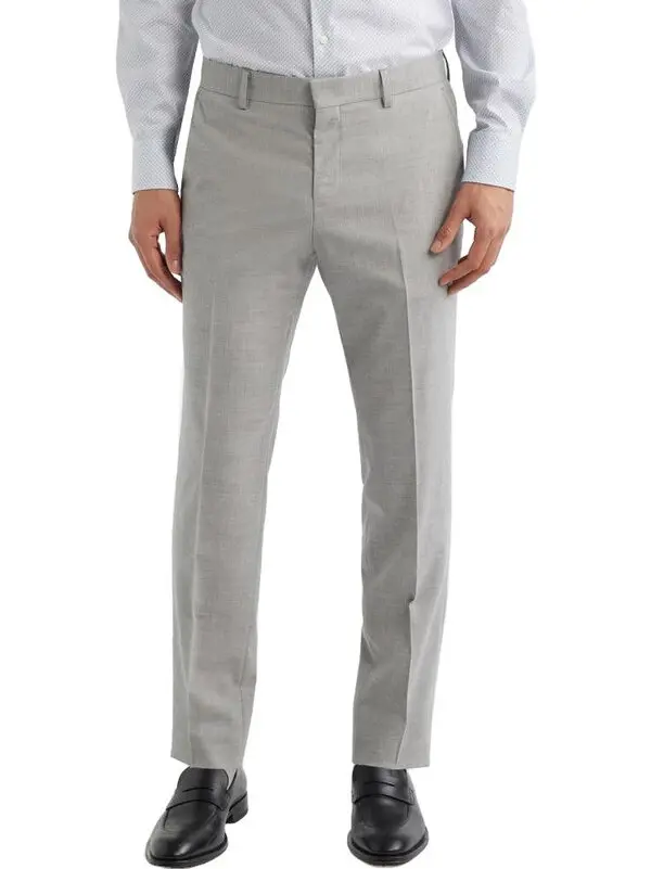 BOSS Genius Slim-fit Wool-blend Dress Pants - Open Grey