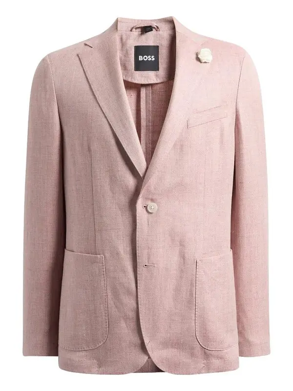 BOSS Hanry Slim-fit Mélange Linen-blend Sport Coat - Light/pastel Pink