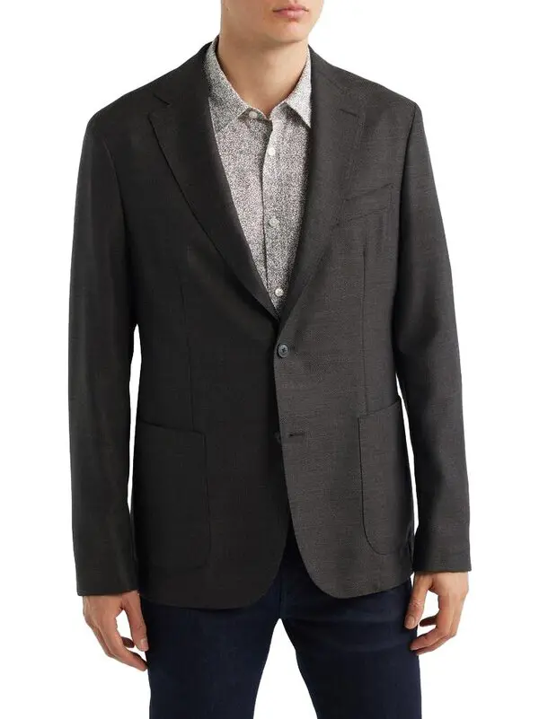 BOSS Hanry Slim-fit Slub Virgin Wool Sport Coat - Dark Brown