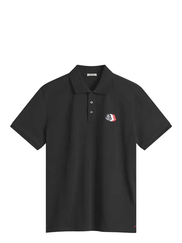 Moncler Tripe Crest Polo Shirt - Black