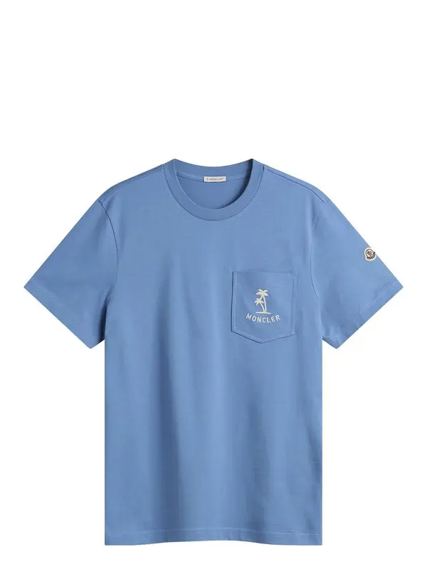 Moncler Palm Logo Pocket T-shirt - Blue