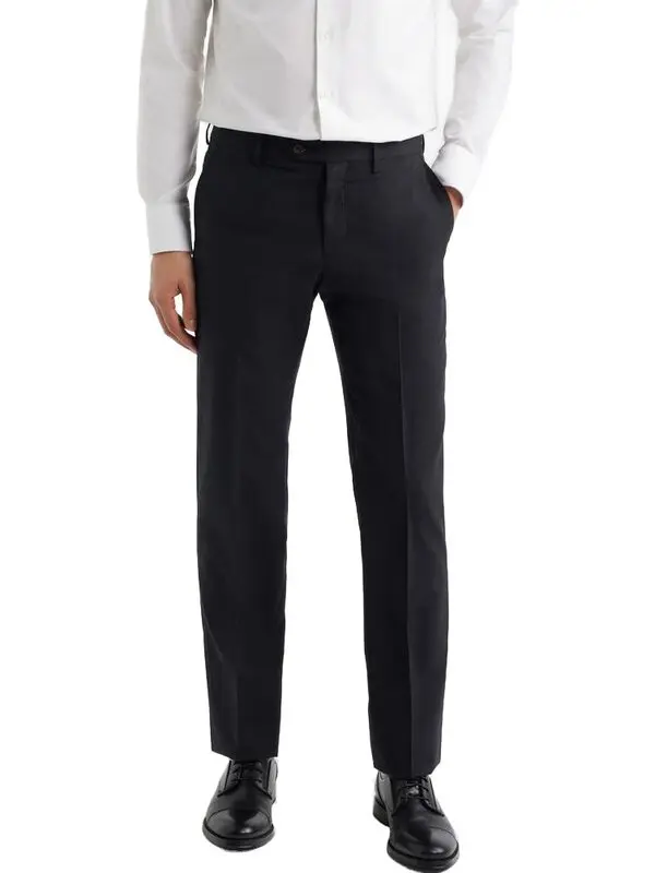 Berle Flat-front Tropical Weight Wool Dress Pants - Charcoal Gray