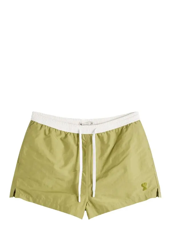 Ami Bicolor Swim Shorts - Matcha/blanc Creme