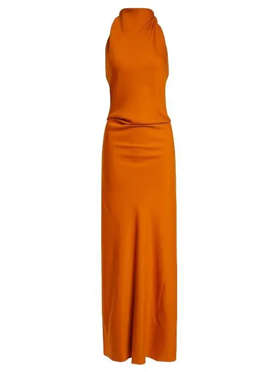 Brandon Maxwell The Ophelia Halter Neck Stretch Crepe Gown - Sunset