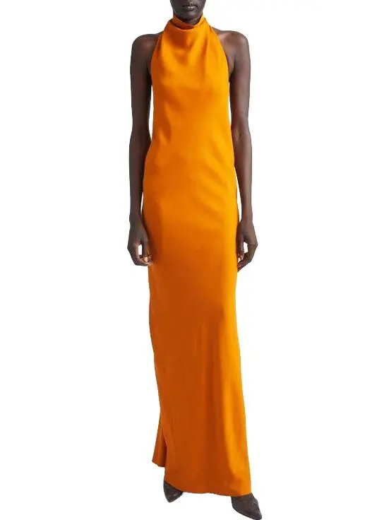 Brandon Maxwell The Ophelia Halter Neck Stretch Crepe Gown - Sunset