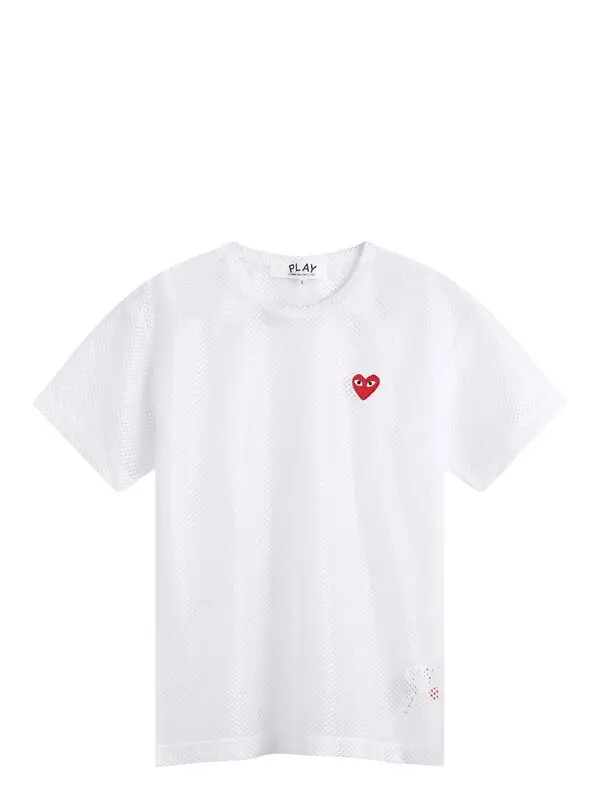 Play Comme Des Garcon Mesh T-shirt With Emblem - White