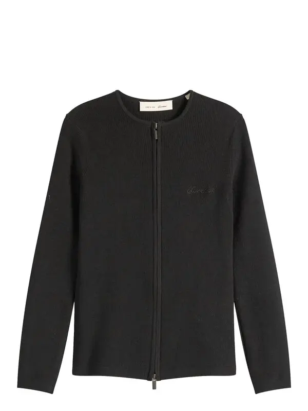 Fear Of God Signature Rib Knit Zip Up Top - Vintage Black
