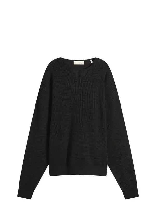 Fear Of God Signature Waffle 90s Crew Neck Sweatshirt - Vintage Black
