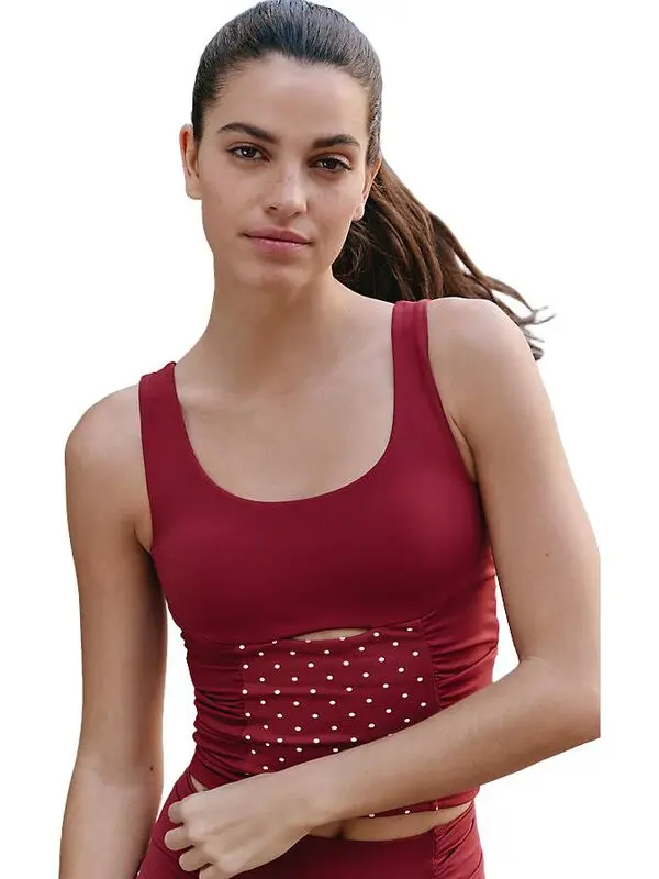 Astoria Activewear Luxe Balance Sports Top - Merlot Polka Dot