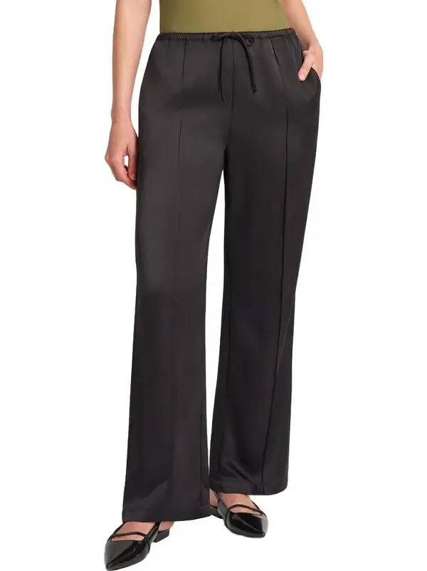 Matty M. Roselle Drawstring Satin Pants - Black