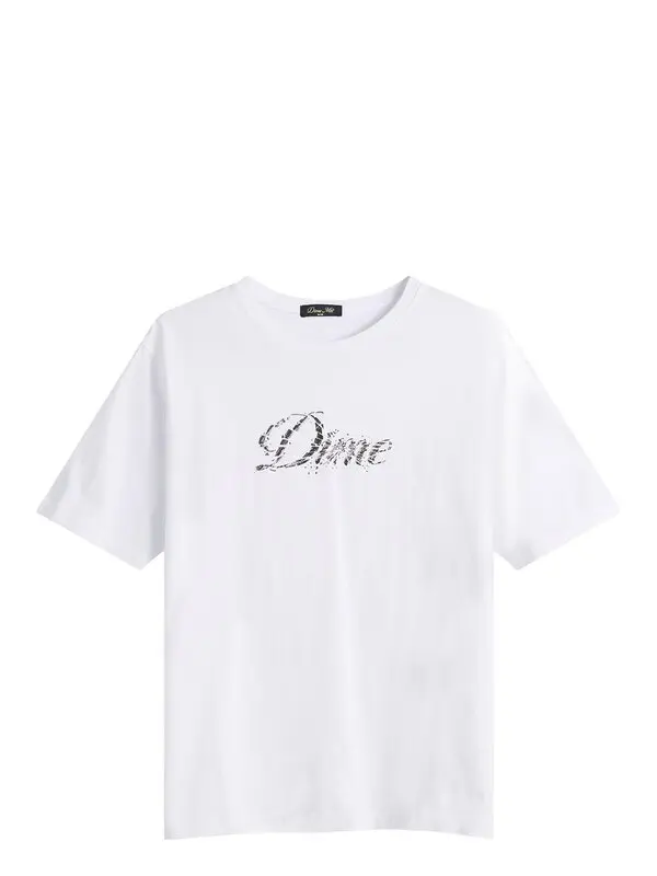 DIME Cursive Smashed T-shirt - White
