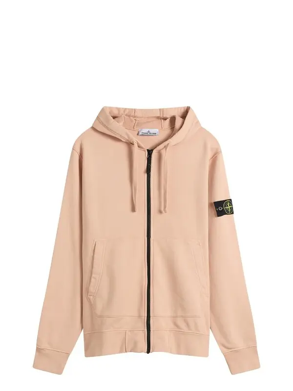 Stone Island Garment-dyed Zip-up Hoodie - Chalk Pink