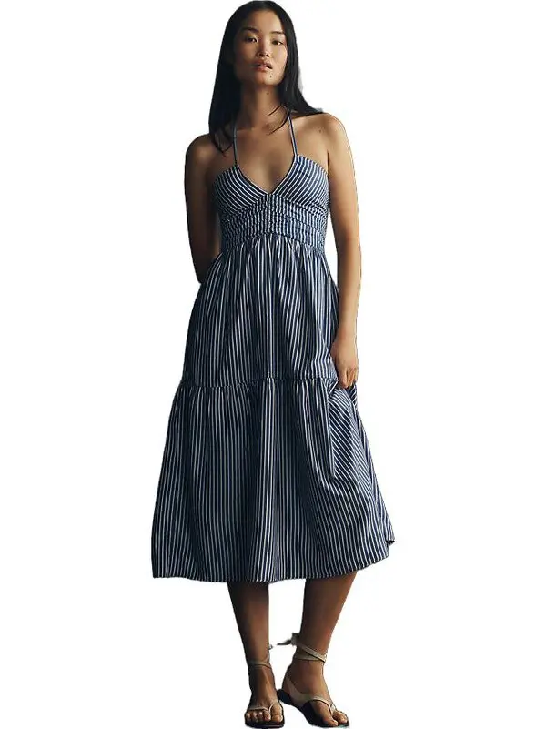 BISHOP + YOUNG Aeries Halter Dress - Blue Stripe