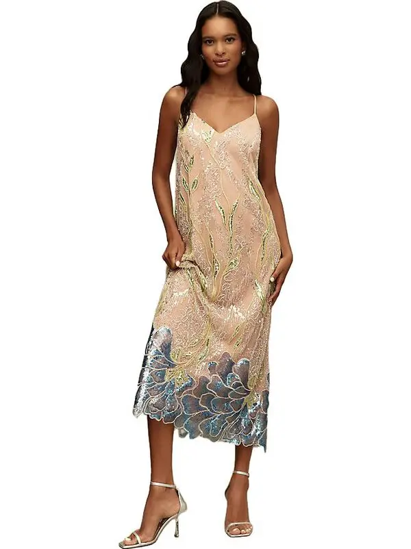HELSI Margarita Beaded Maxi Dress - Blue Floral