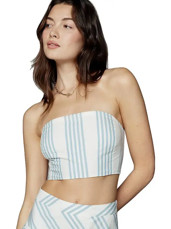 Maeve Cotton Stripe Tube Top - Blue Stripe