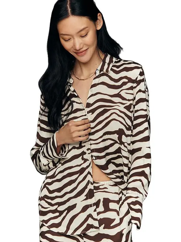 Rails Saige Buttondown Blouse - Espresso Zebra