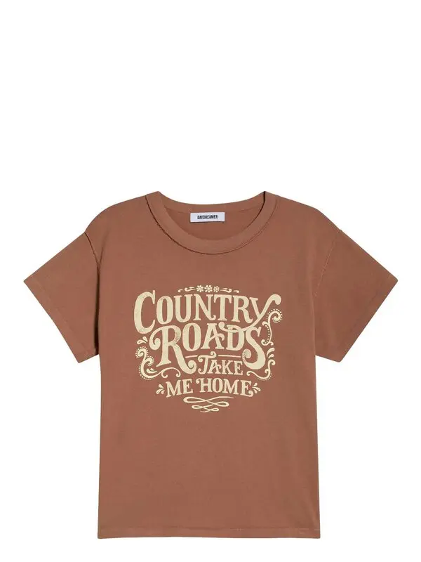 Daydreamer John Denver Country Roads Graphic T-shirt - Mocha Mousse