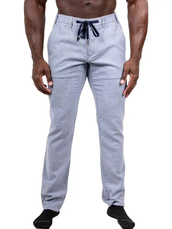 MACEOO Tapered Leg Drawstring Pants - Blue