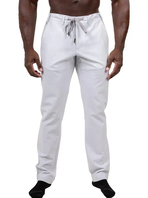 MACEOO Tapered Leg Drawstring Pants - White