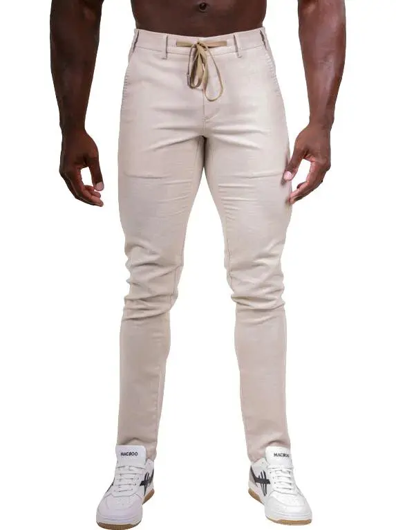 MACEOO Marthyr Tapered Leg Drawstring Pants - White