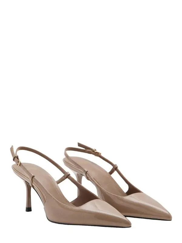 Mango Pointed Toe Slingback Pump - Beige