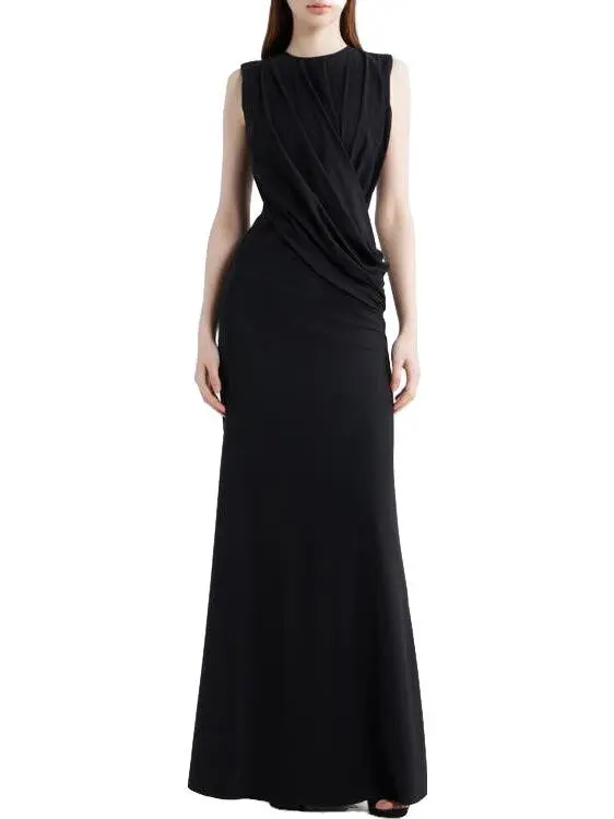 Chiara Boni La Petite Robe Frozy Ruched Gown - 37 Black