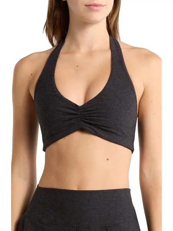 Year Of Ours Stretch Halter Sports Bra - Heather Black
