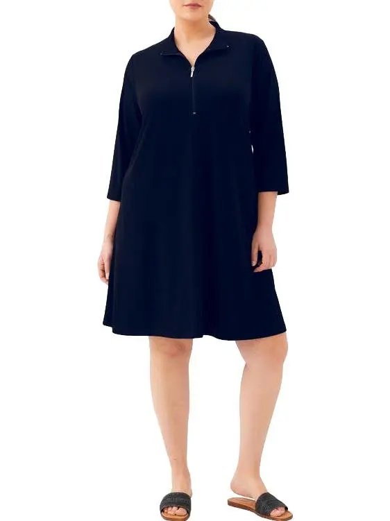 Karen Kane Half Zip Travel Jersey Dress - Navy