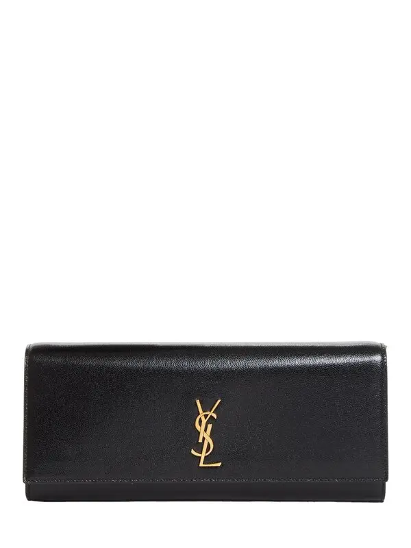 Saint Laurent Kate Leather Clutch On A Chain - Noir