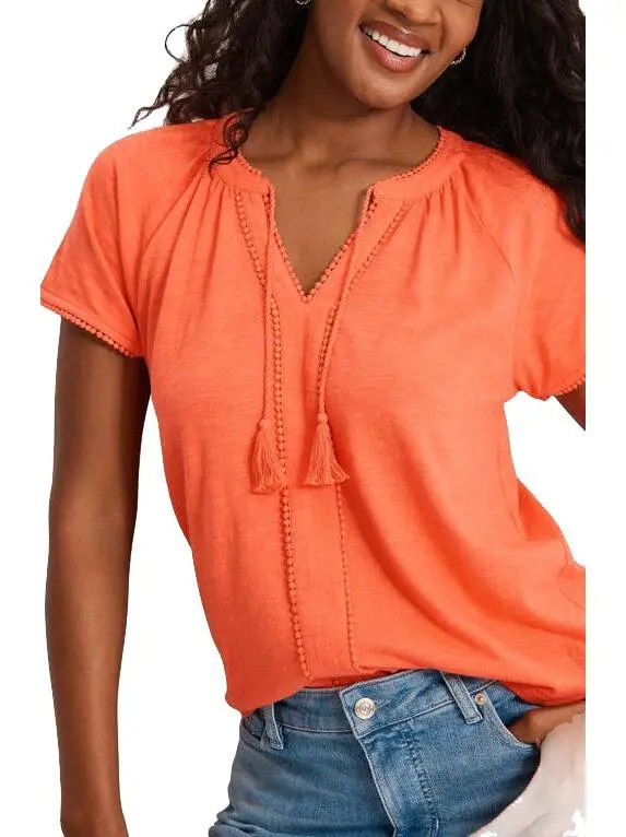 Tommy Bahama Pompom Trim T-shirt - Ember Red