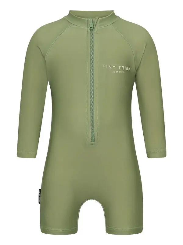 TINY TRIBE Core Diving Long Sleeve One-piece Rashguard Swimsuit - Olive
