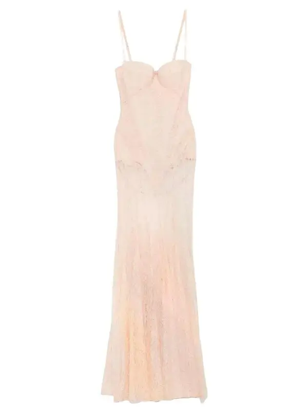 Elisabetta Franchi Lace Maxi Dress - Pink