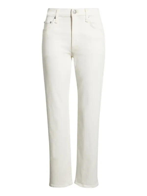 Rag & Bone Harlow Fray Hem Ankle Straight Leg Jeans - White