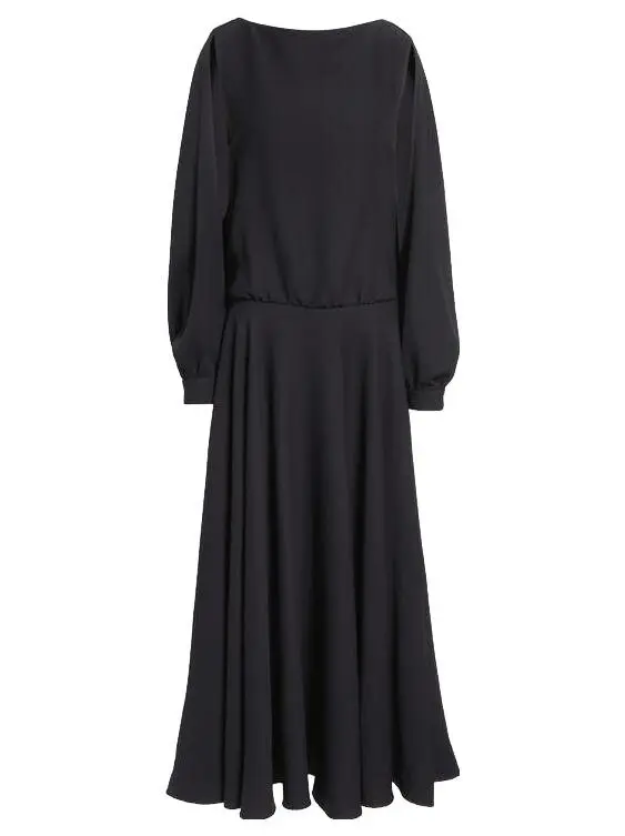 Balenciaga Long Sleeve Silk And Wool Crepe Balloon Dress - 1000 Black